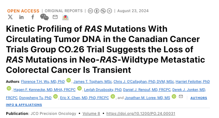 Kinetic Profiling of RAS Mutations With Circulating Tumor DNA Suggests ...