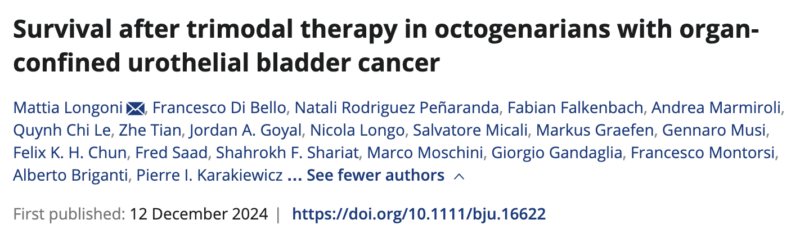 Survival after trimodal therapy in organ-confined bladder cancer ...