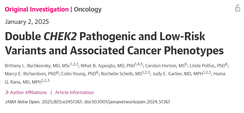 Double CHEK2 Pathogenic and Low-Risk Variants and Associated Cancer ...