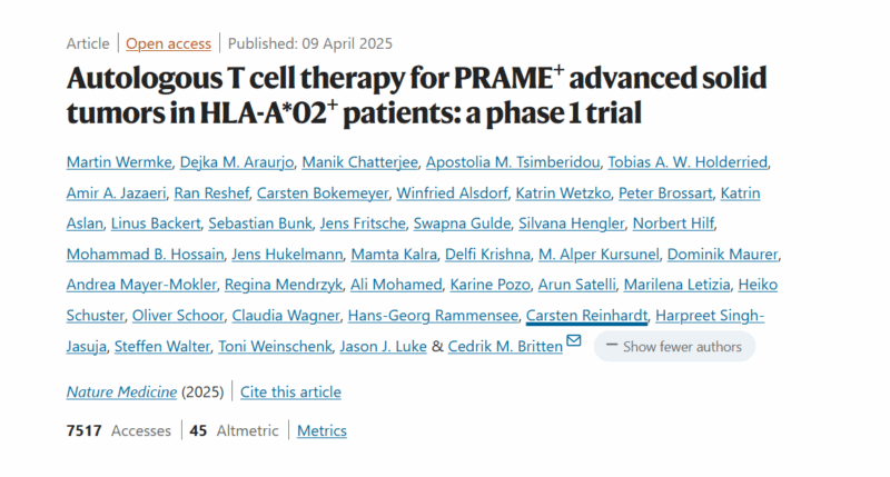 Hung Trinh: Autologous T cell therapy for PRAME+ advanced solid tumors ...