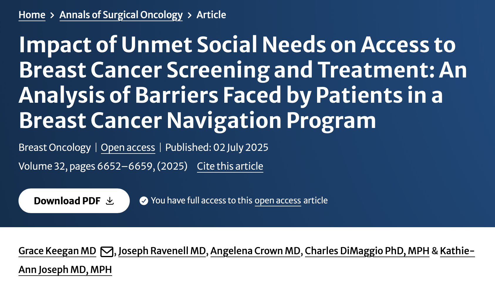 Kathie Joseph: Impact of Unmet Social Needs on Access to Breast Cancer ...