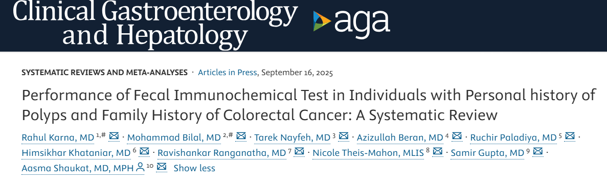 Azizullah Beran: Performance of Fecal Immunochemical Test in High-Risk ...