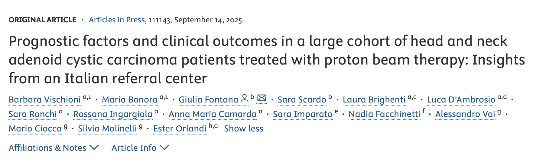 Sara Ronchi: Proton Therapy for Adenoid Cystic Carcinoma - OncoDaily