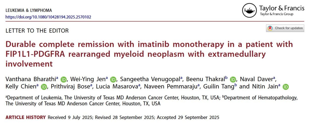 Nitin Jain: Durable Remission with Imatinib in FIP1L1-PDGFRA Myeloid ...